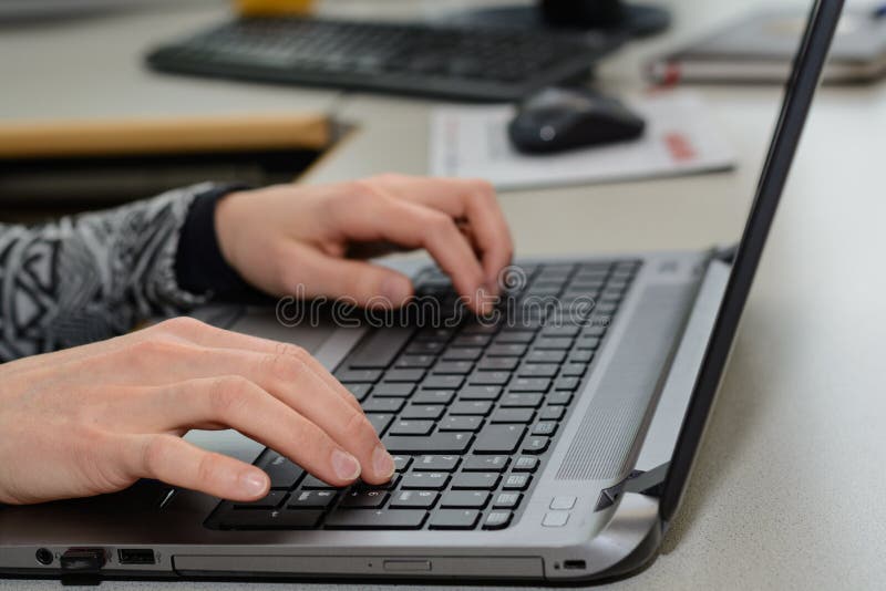 Office Worker with Laptop - Close-up Stock Image - Image of notebook ...