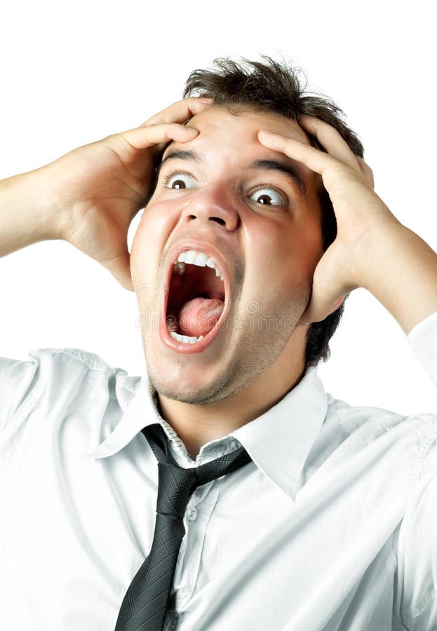 Office Worker Mad by Stress Screaming Isolated Stock Image - Image of ...