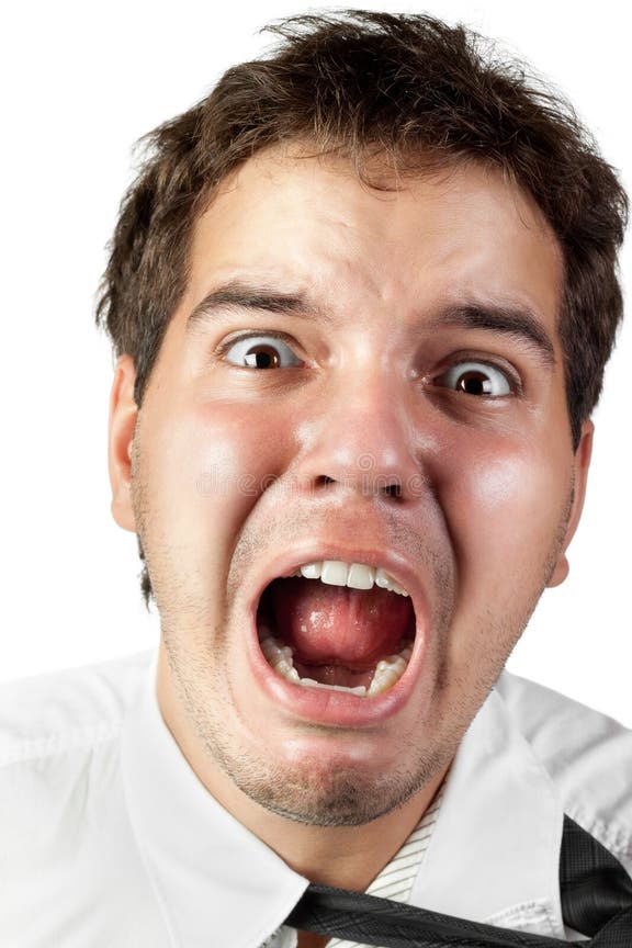 Office Worker Mad by Stress Screaming Isolated Stock Photo - Image of ...