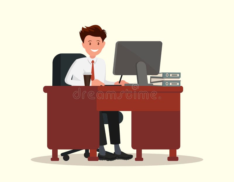 Flat Design Man Using Desktop Stock Illustrations – 960 Flat Design Man ...