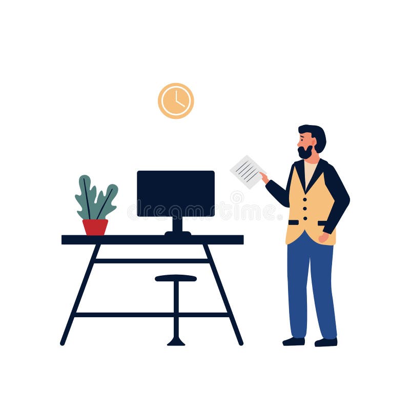 Office Worker or Manager in Office. Isolated Male Character Stock ...