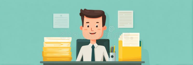 Office Worker Managing Documents in a Clean and Organized Workspace ...