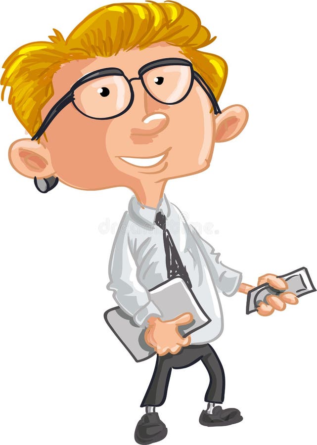 Office Worker with Mobile Phone and Laptop Stock Vector - Illustration ...