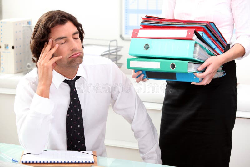Office Worker is Overwhelmed Stock Photo - Image of middle, boredom ...