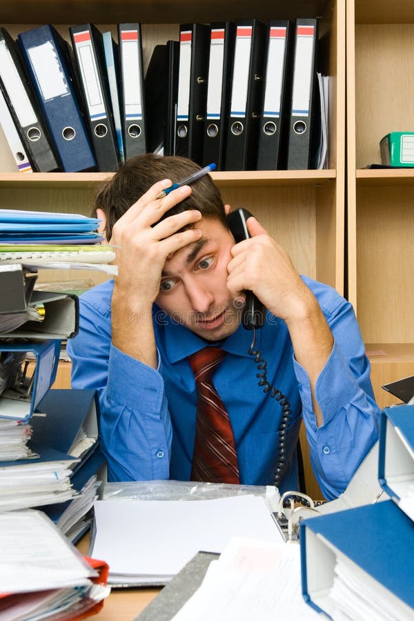 Office worker overworked stock photo. Image of businessman - 53548846