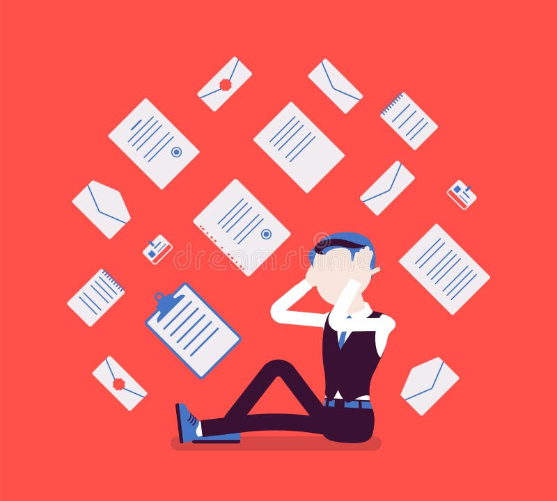 Office Worker and Paperwork Overload Stock Vector - Illustration of ...
