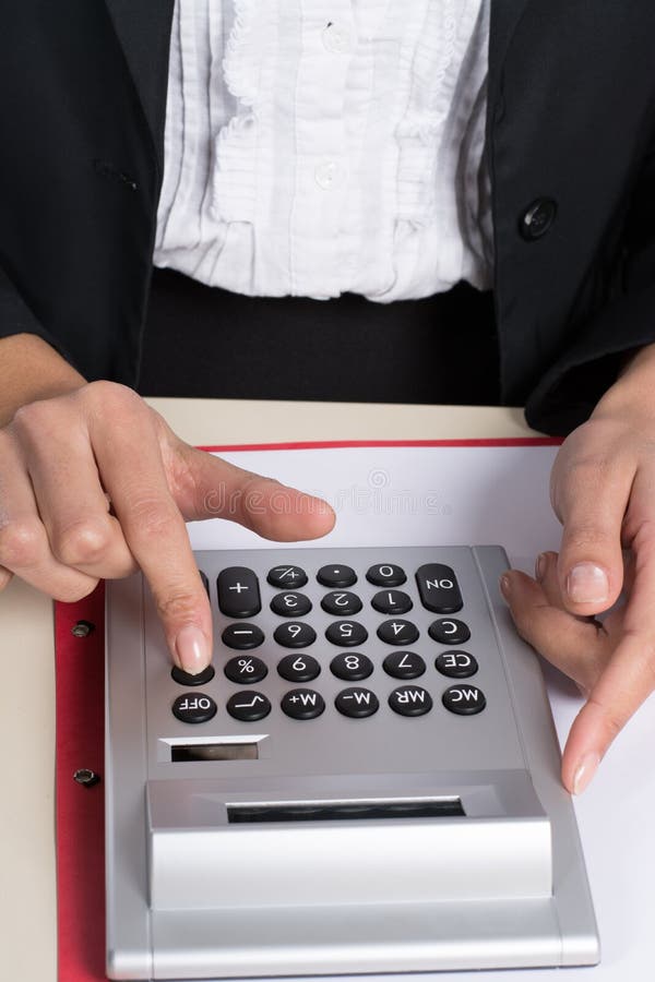 Office Worker Performs Calculations Stock Image - Image of desk, blouse ...