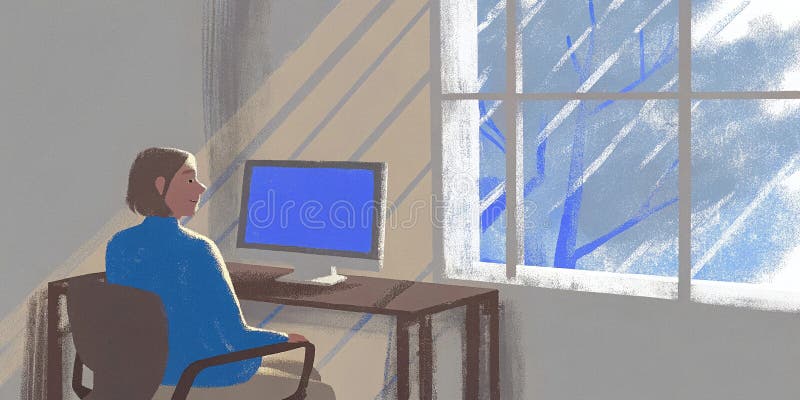 Office Worker Practicing Eye Wellness with a Break Stock Illustration ...