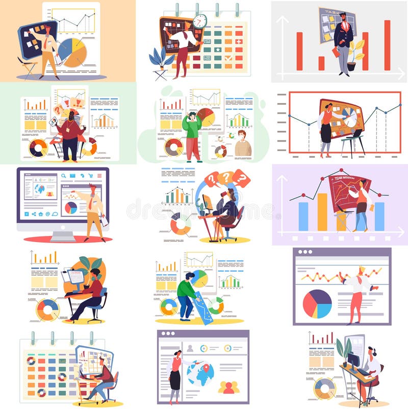 Office Worker Woman Sitting at a Table with a Laptop, Looks at a Report ...