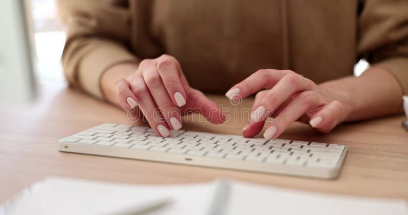 Office Worker Presses on Keyboard Works on Computer Stock Video - Video ...
