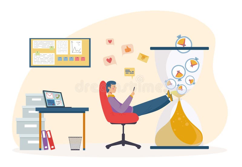 Office Worker Problem Procrastination Time Management, Business People ...