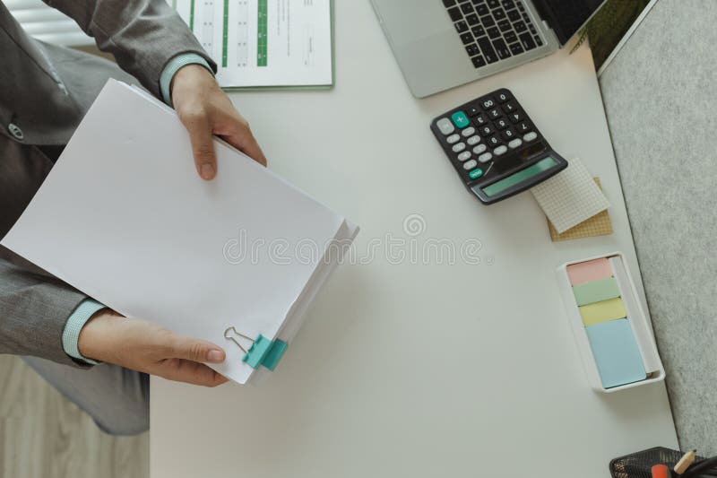 Businessman Work on Laptop Computer for Accounting Financial Data ...