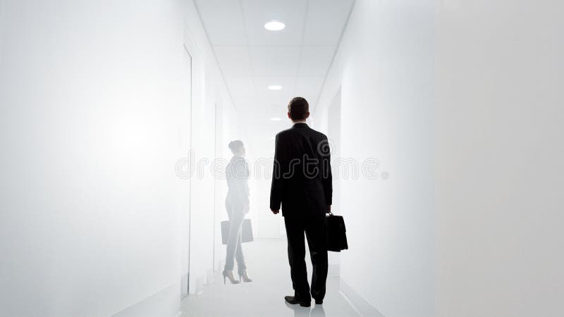 Office worker stock image. Image of back, corridor, brunette - 50231203