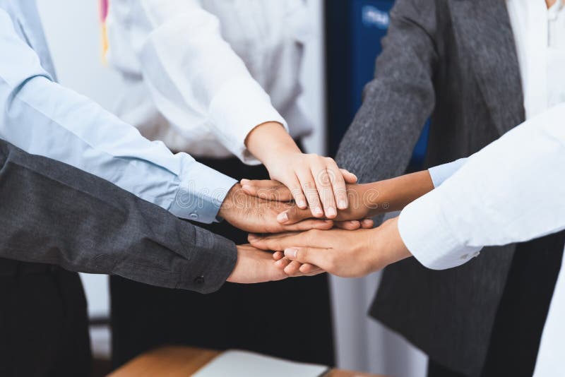 Office Worker S Hand Stack Shows Solidarity in Workplace. Concord Stock ...