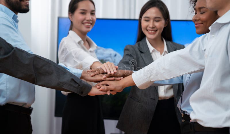 Office Worker S Hand Stack Shows Solidarity in Workplace. Concord Stock ...