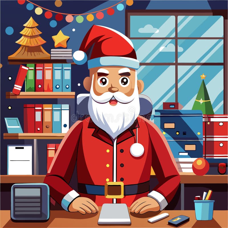 An Office Worker in a Santa Claus Costume. Christmas Stock Illustration ...