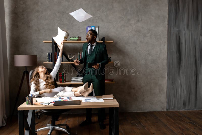 The Office Worker is Scattering Paper Documents in a Desire To Take a ...