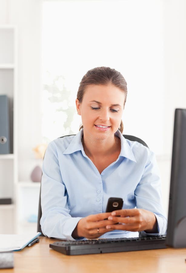 Office Worker Sending a Text Message Stock Image - Image of manager ...