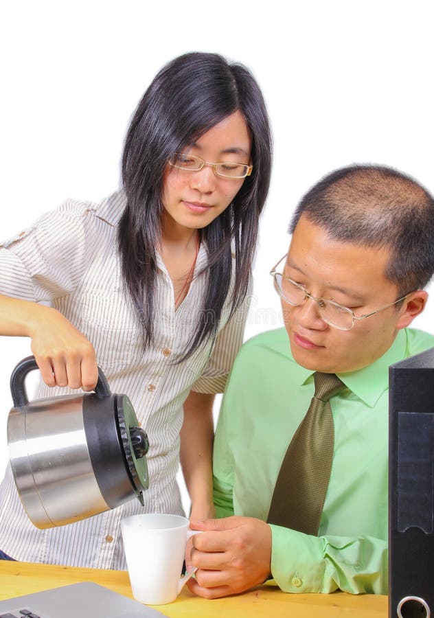 Office Worker Serving Coffee To a Man Stock Photo - Image of business ...