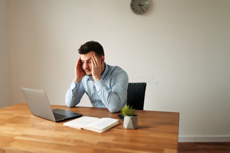 An Office Worker in a Shirt is Carefully Thinking Stock Image - Image ...