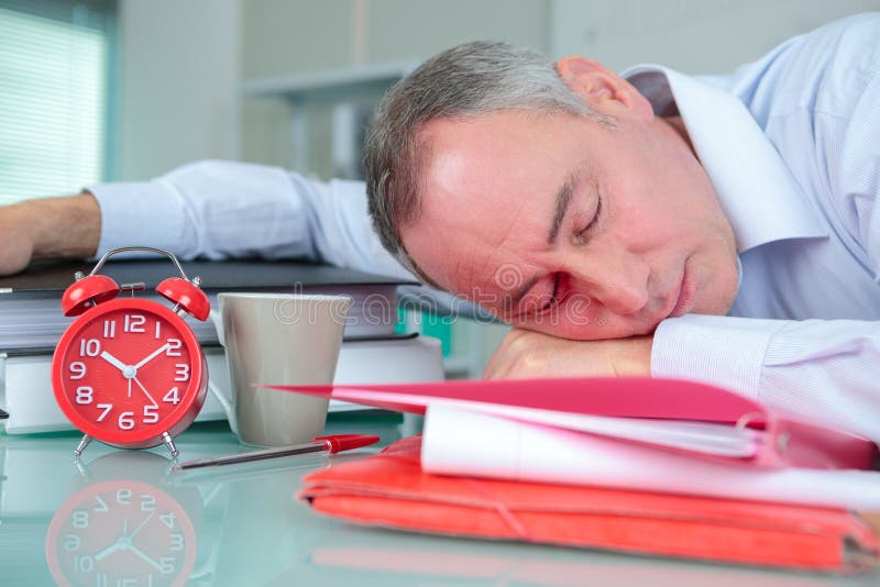Office Worker Sleeping on Desk Stock Image - Image of adult, young ...
