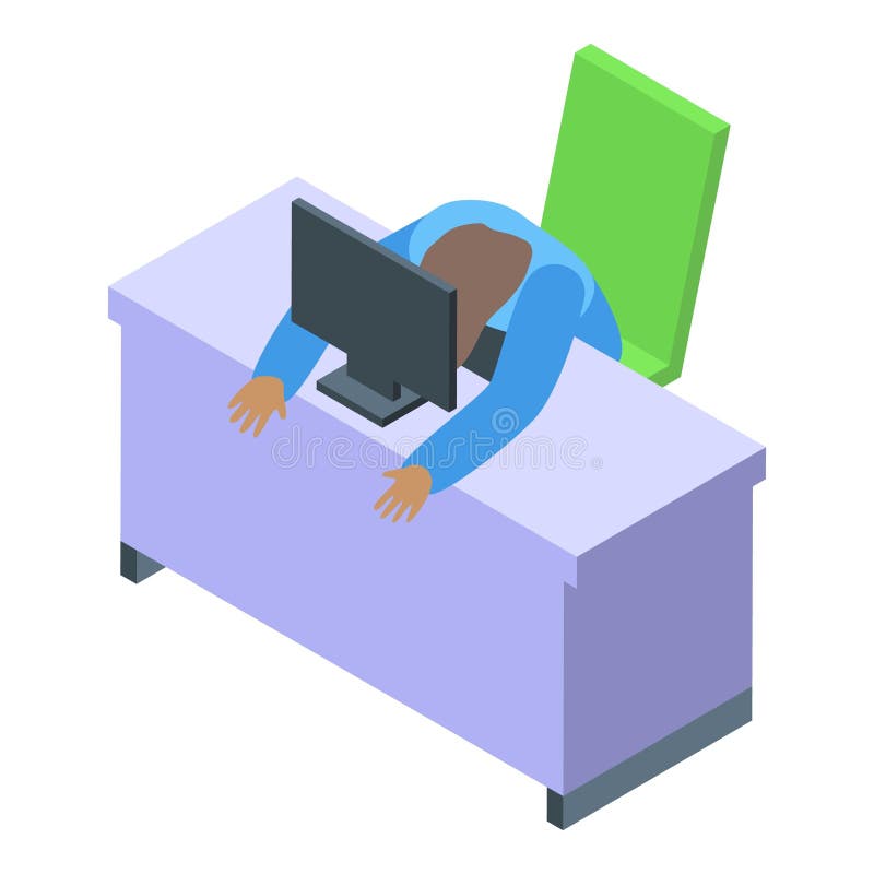 Office Worker Sleeping at Work with Head on Desk Stock Vector ...