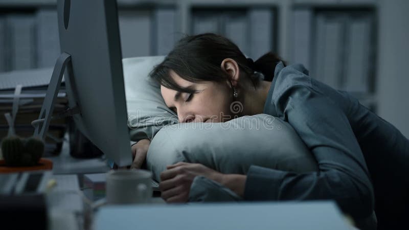 Office Worker Sleeping at Work Stock Video - Video of sleeping ...