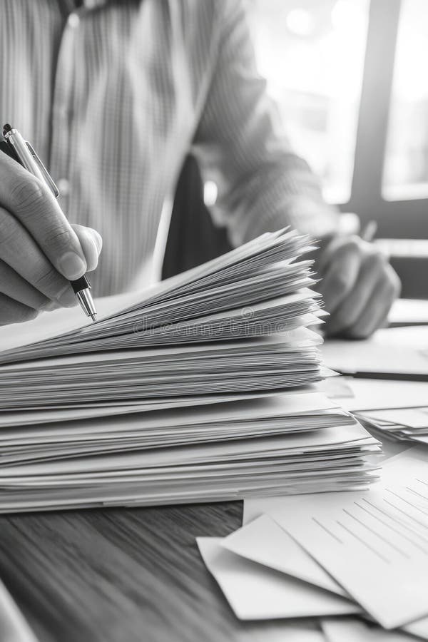 Office Worker Sorting Papers Stock Image - Image of analysis, documents ...