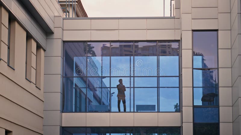 Office Worker Standing Window Contemplating City View at Break ...