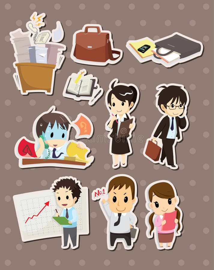 Office worker stickers stock vector. Illustration of brunet - 27098016