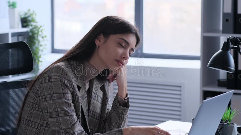 Sleepy Office Worker Naps at Desk during Work Stock Video - Video of ...