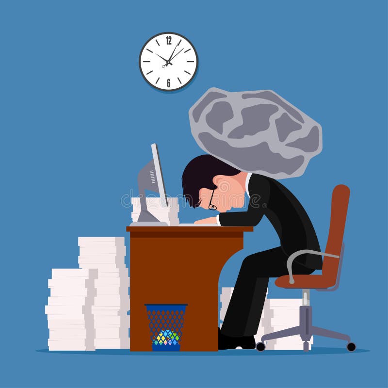 Office Worker Swamped with Work .vector Illustration Stock Vector ...