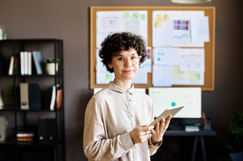 Office Worker with Tablet Pc at Office Stock Photo - Image of work ...