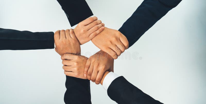 Office Worker Team Stacking Hand Together Symbolize Successful Teamwork ...