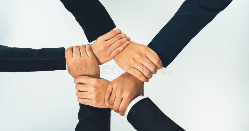 Office Worker Team Stacking Hand Together Symbolize Successful Teamwork ...