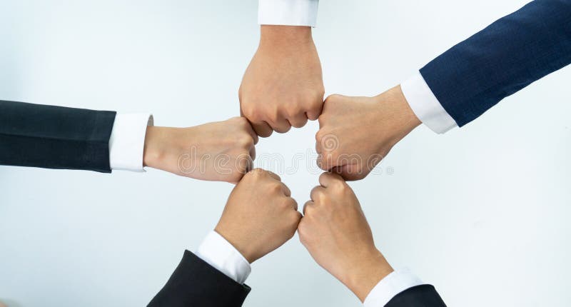 Office Worker Team Stacking Hand Together Symbolize Successful Teamwork ...