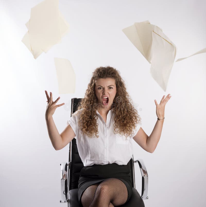 Secretary Dropping Paper into Waste Bin Stock Photo - Image of throw ...