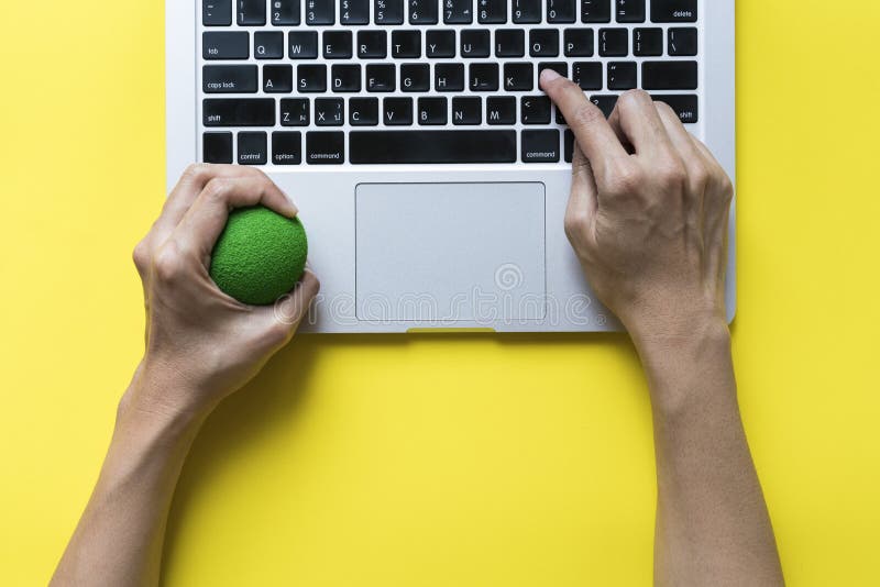 Office Worker Typing Email on Computer Stock Photo - Image of anxiety ...