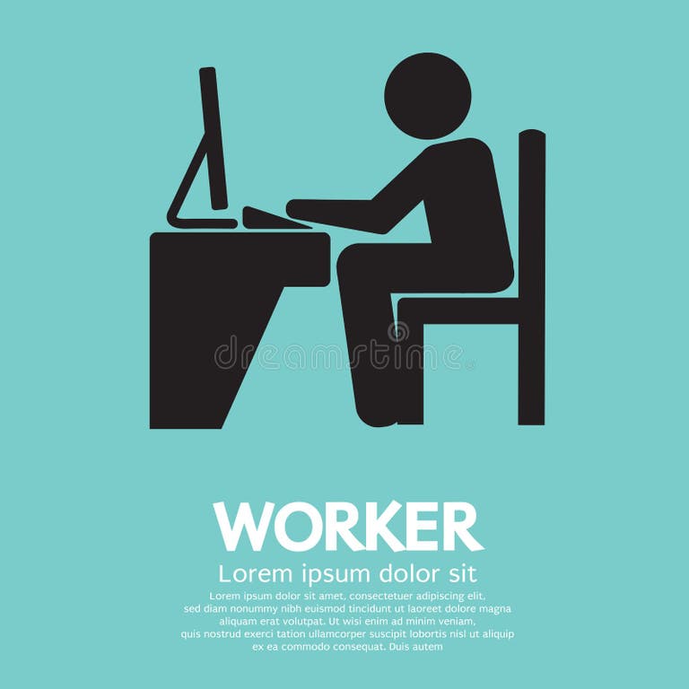 Office Worker Using Computer Stock Vector - Illustration of person ...