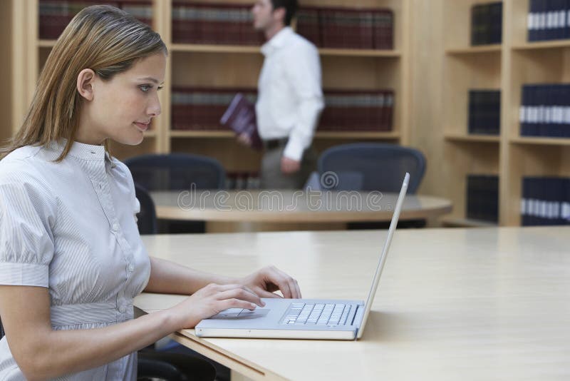 Office Worker Using Laptop in Office Stock Image - Image of ...