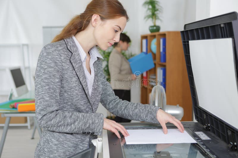 Office Worker Using Photocopier Machine Stock Image - Image of business ...