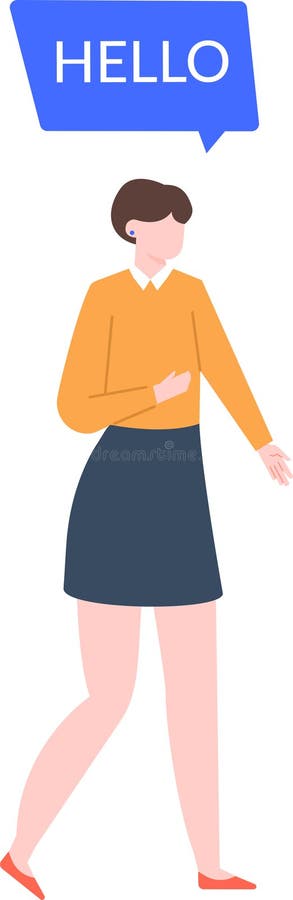 Office Worker Walking while Greeting Someone, with a Speech Bubble ...