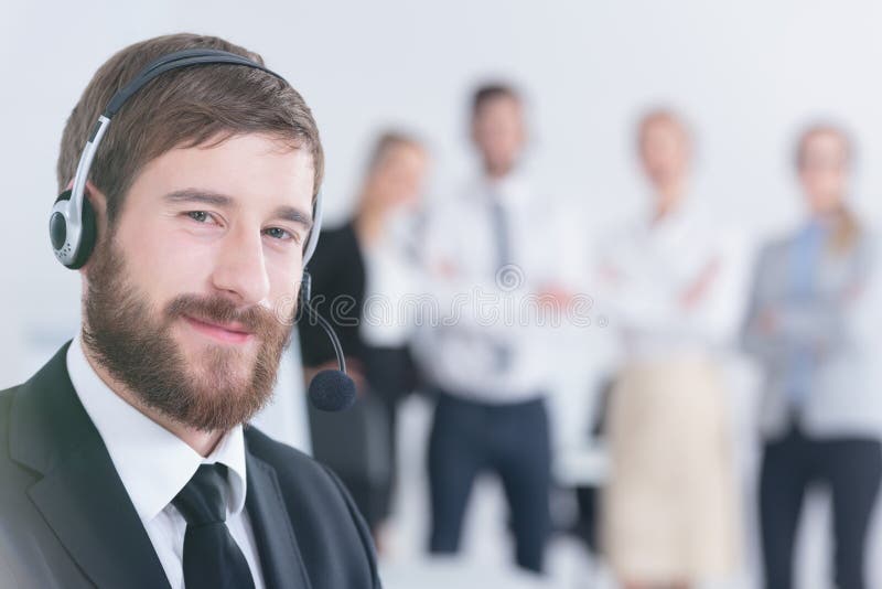 Office Worker Wearing Headset Stock Image - Image of representative ...