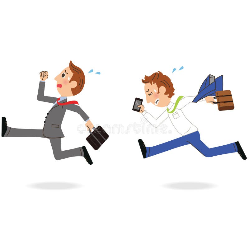 Office worker who runs stock vector. Illustration of meeting - 48178168