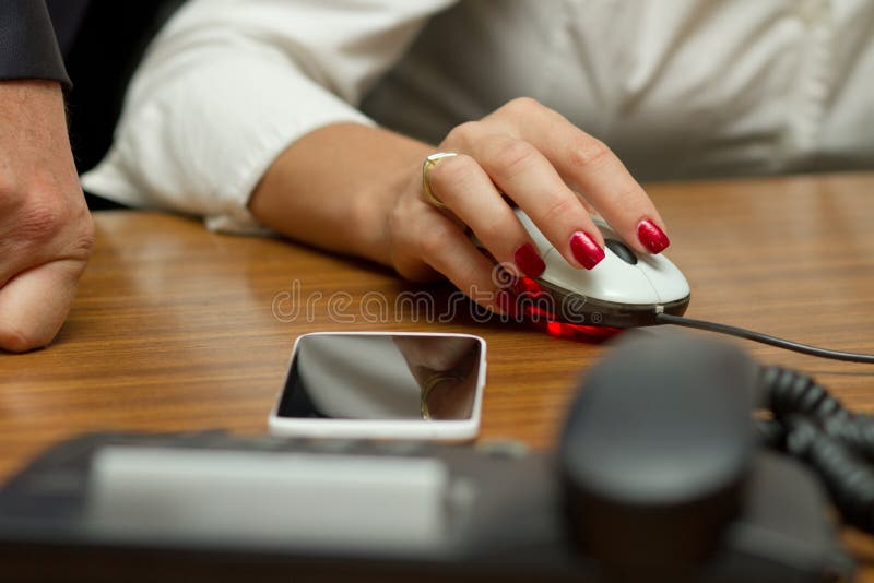 Office Worker Woman Holding Mouse Stock Image - Image of working, male ...