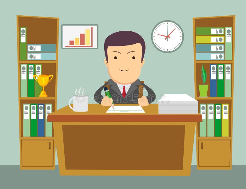 Office worker at work. stock vector. Illustration of binders - 78401236