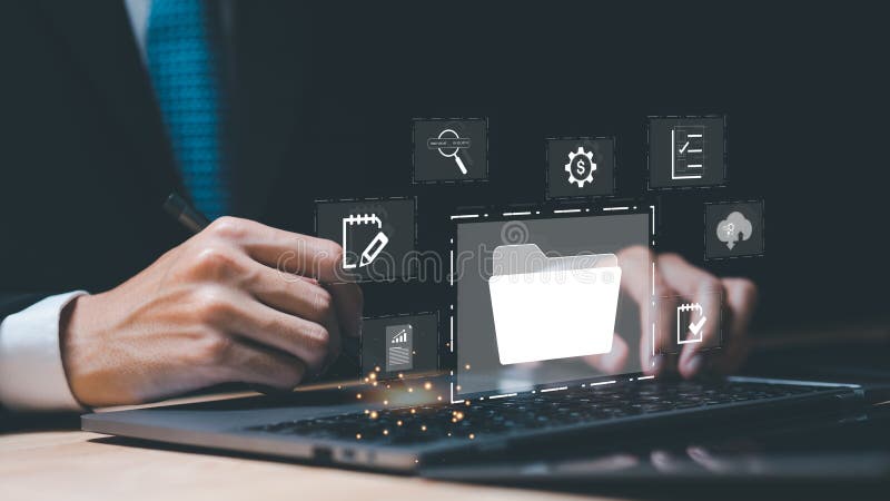 Office Worker Working with Document Folder ,Management of Corporate ...