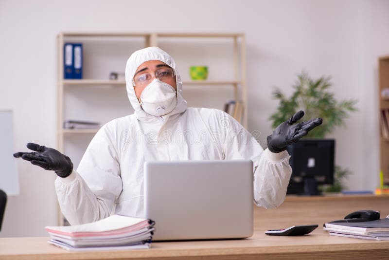 Office Worker Working in Quarantine Self-isolation Stock Photo - Image ...