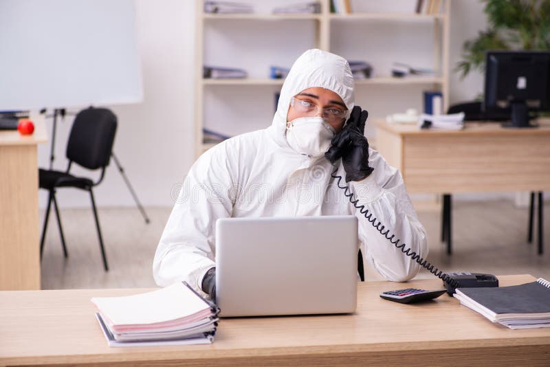 Office Worker Working in Quarantine Self-isolation Stock Photo - Image ...