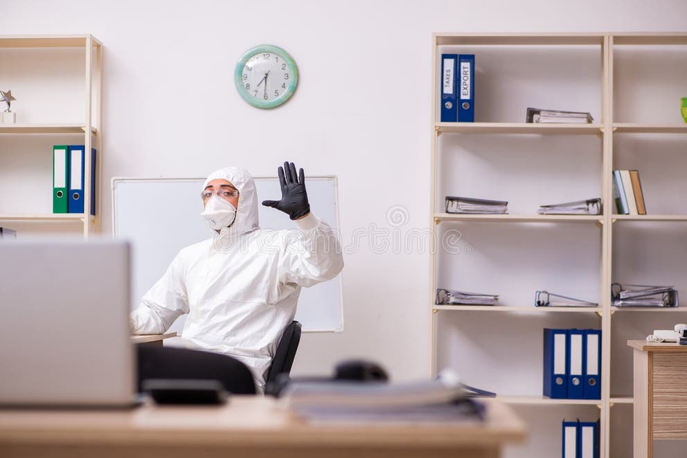 Office Worker Working in Quarantine Self-isolation Stock Image - Image ...